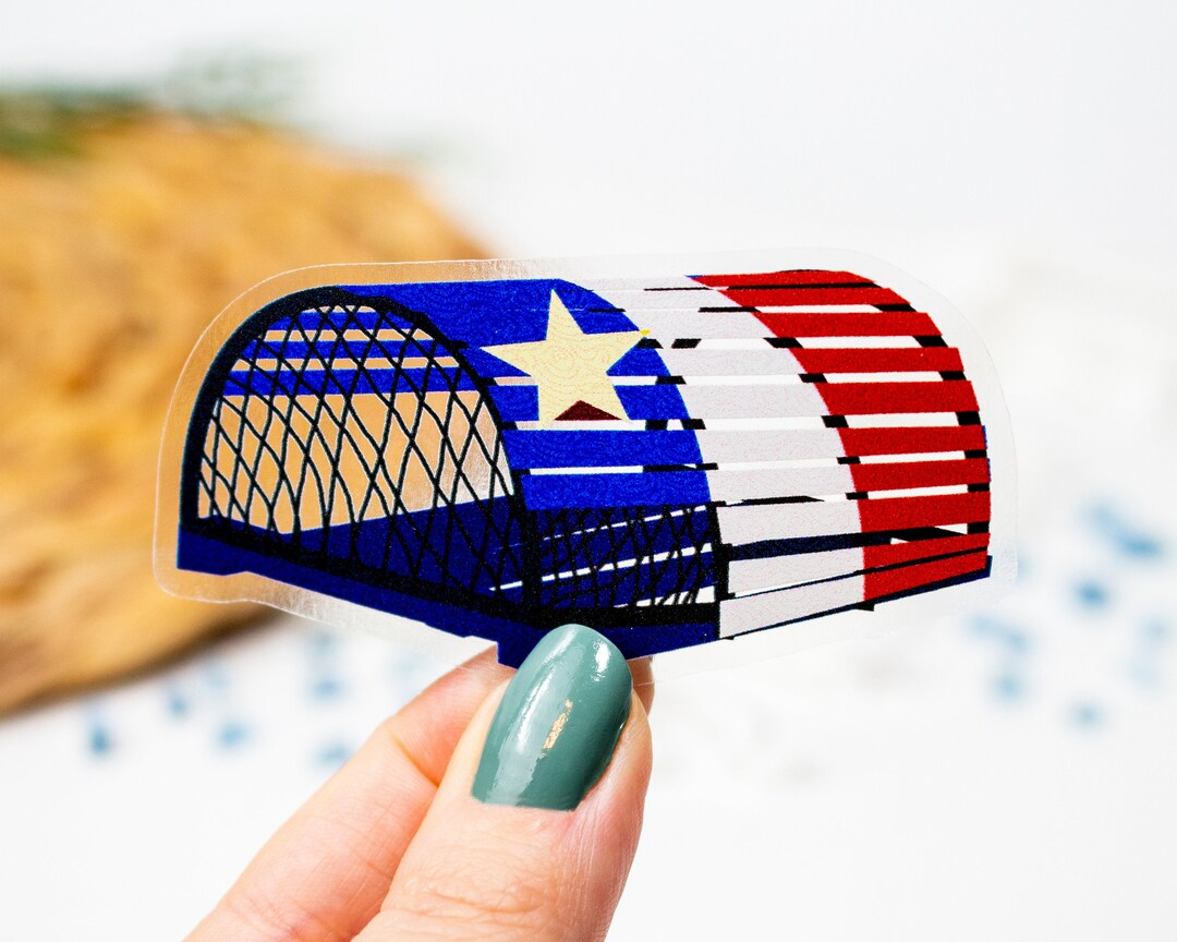 Clear Acadian Lobster Trap Sticker 3x1.6 Inch - Etsy