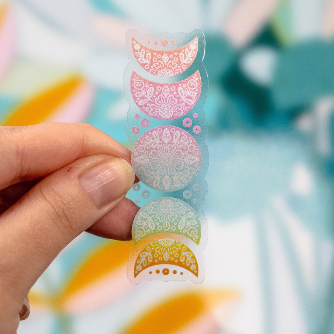 Clear Pastel Rainbow Moon Phases Vinyl Sticker - Etsy