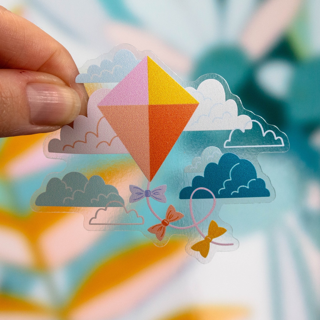 Clear Kites in the Clouds Vinyl Sticker - Etsy