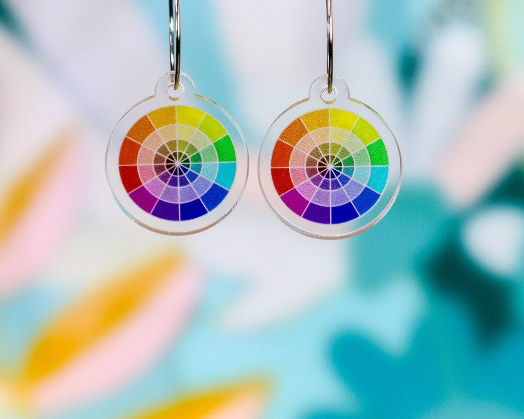 Color Wheel Artist Earrings, Paint Colour Wheels - Etsy
