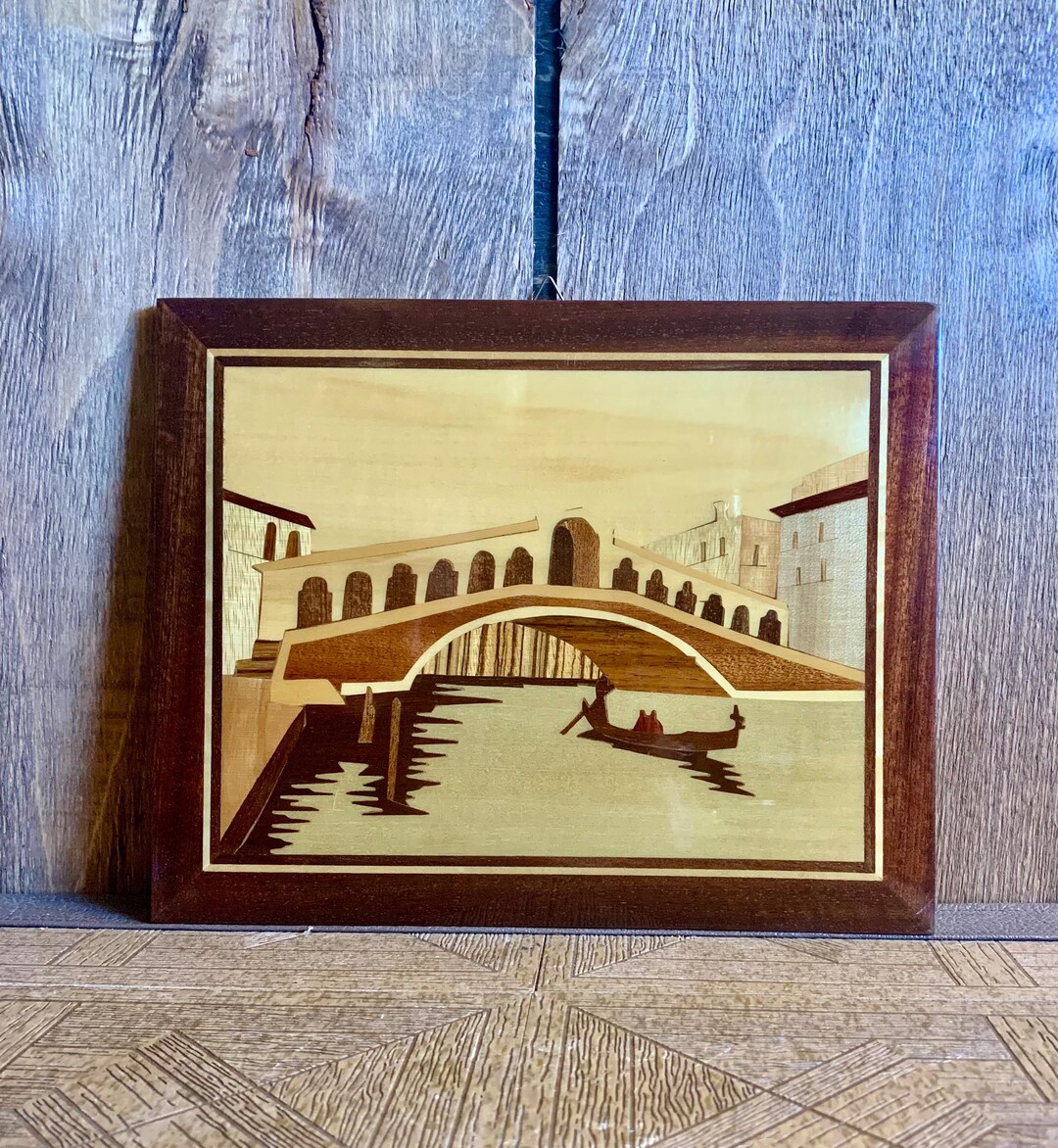 Vintage Wooden Inlay Wall Art - Etsy