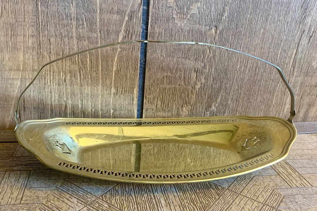 Vintage Gold Tray With Handle - Etsy
