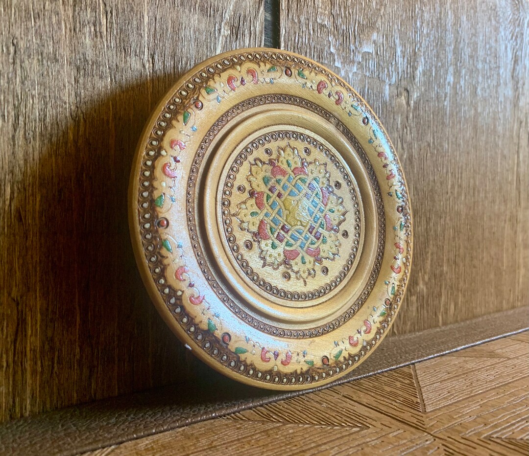 Russian Wooden Inlay Plate Vintage - Etsy