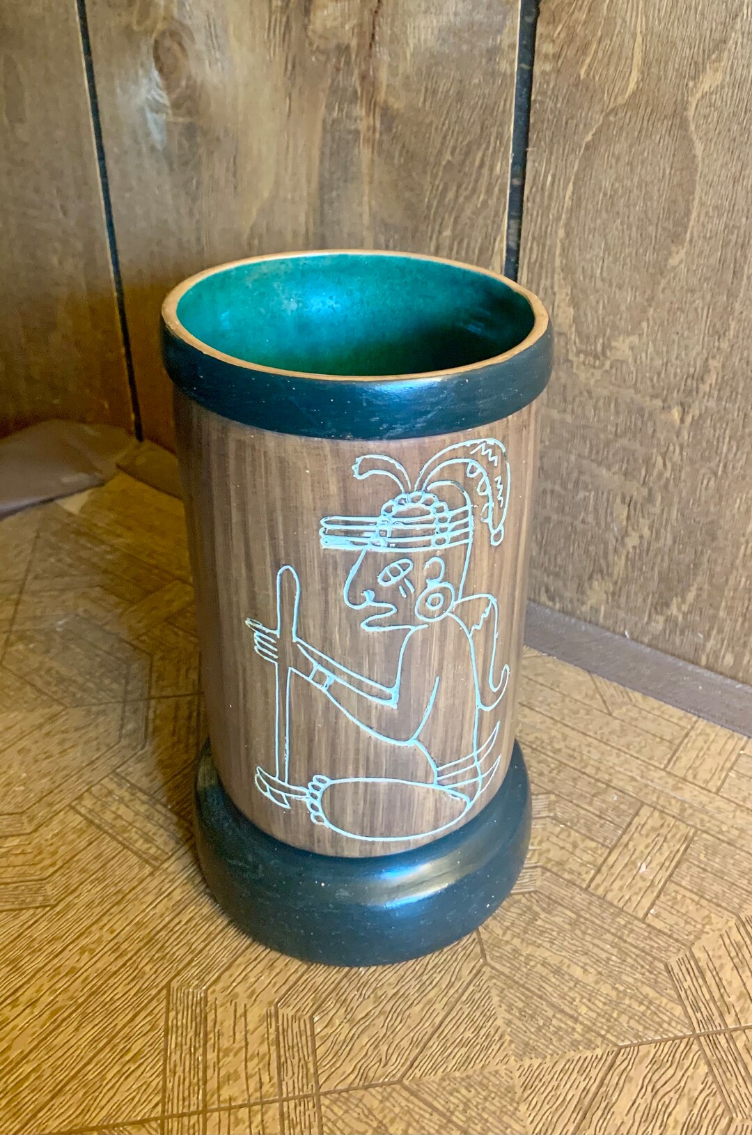 1950’s Ceramic Aztec Vase - Etsy