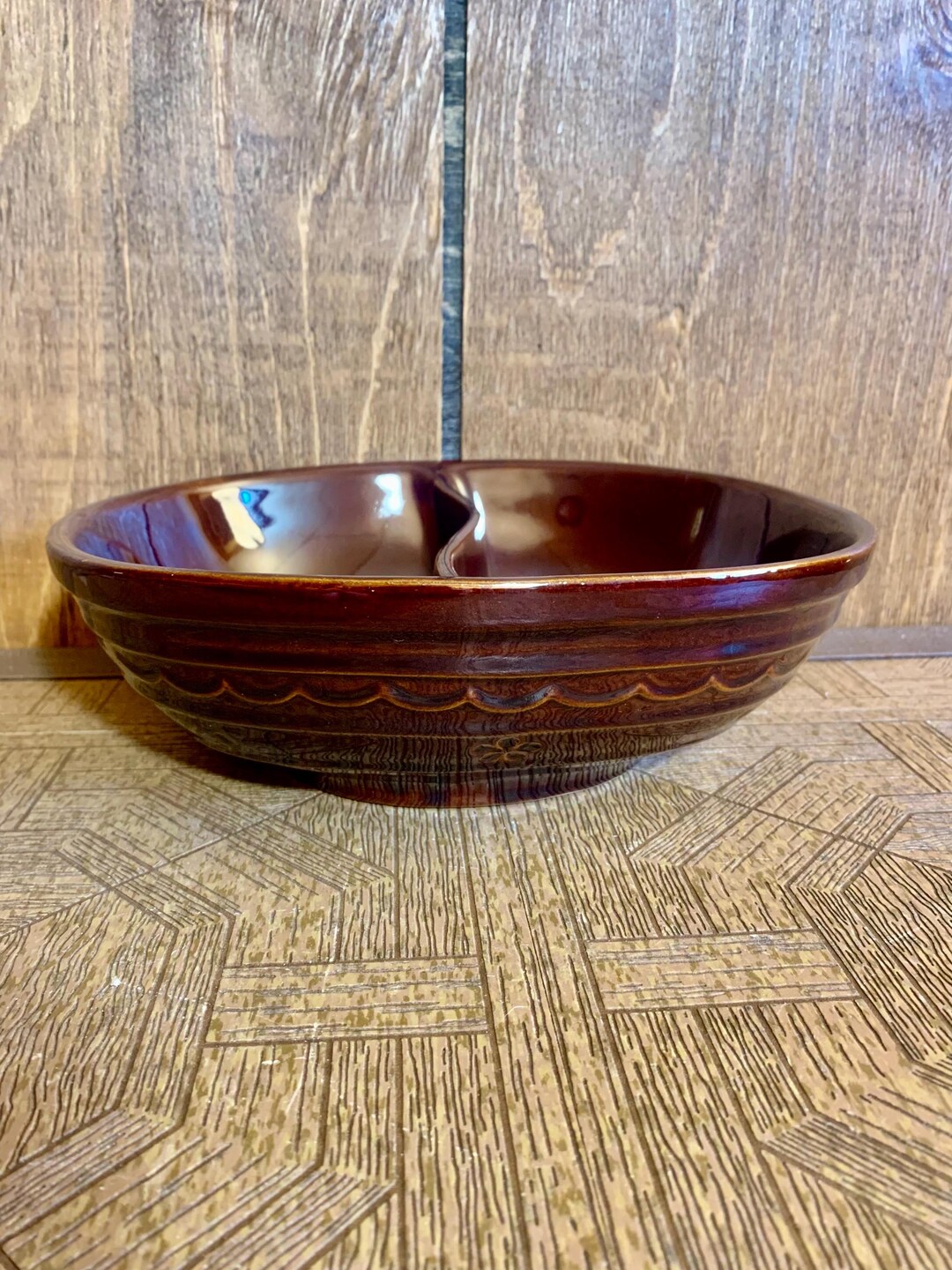 1960’s Marcrest Stoneware Divided Serving Bowl - Daisy and Dot Pattern ...