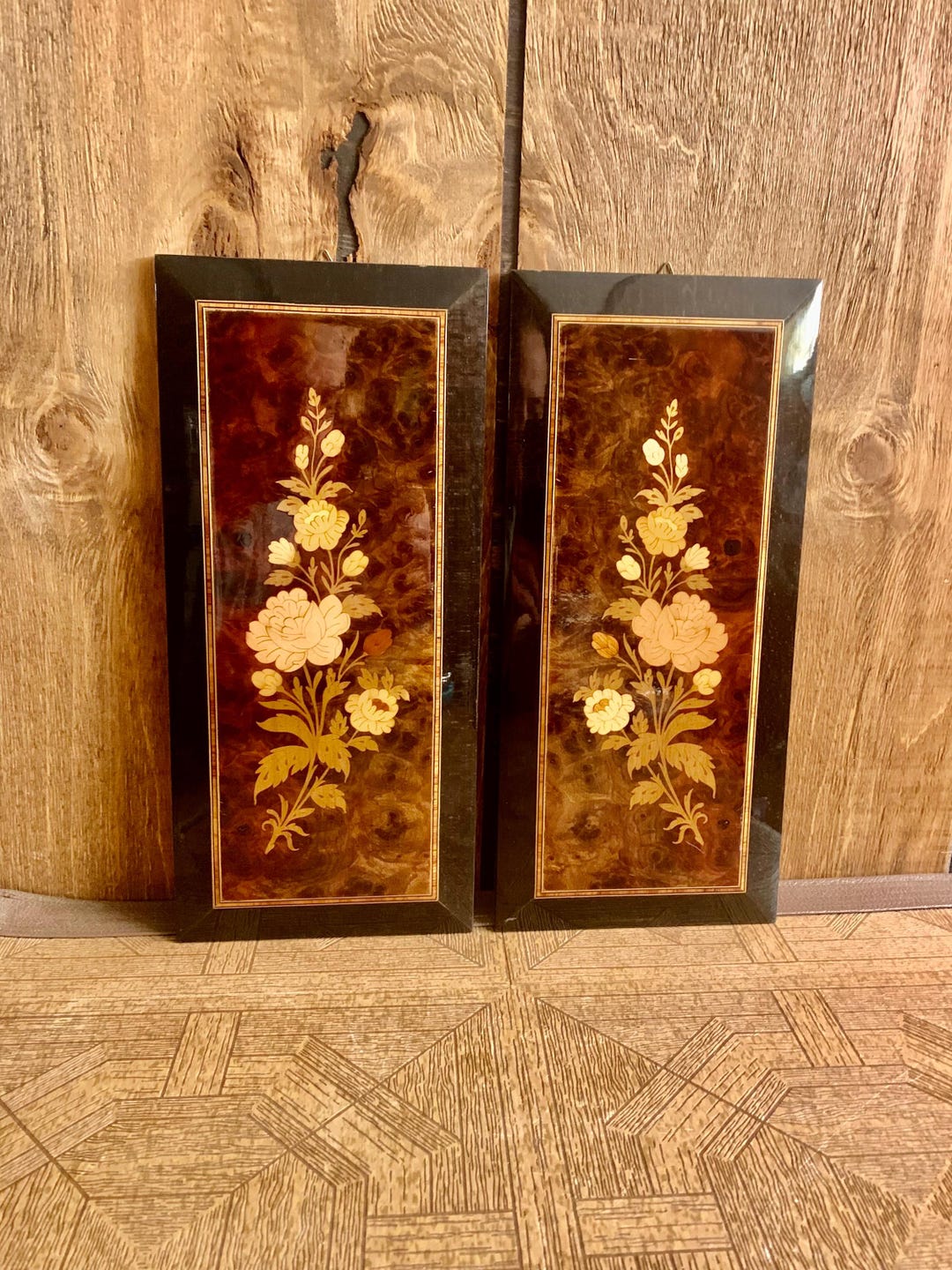 1970s Italian Wooden Inlay Wall Panels - Etsy