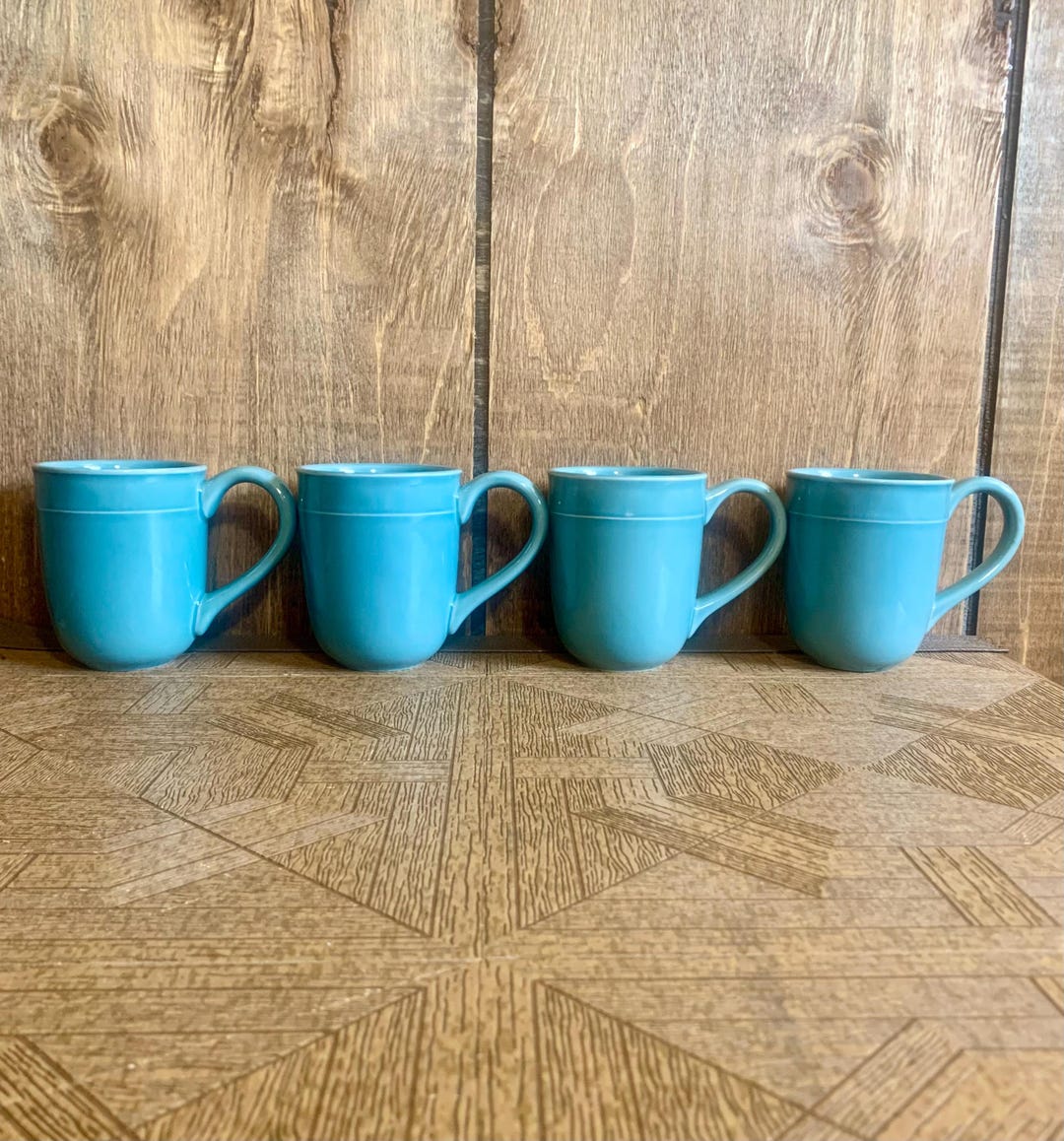 Set of (4) Stoneware Mugs by Food Network- Fontina Teal - Etsy Australia