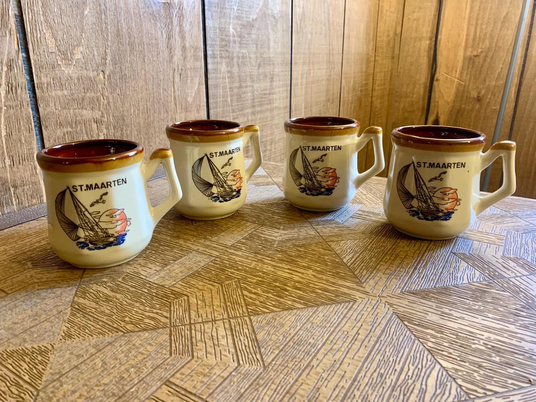 Retro Coffee Mug Set St. Maarten - Etsy