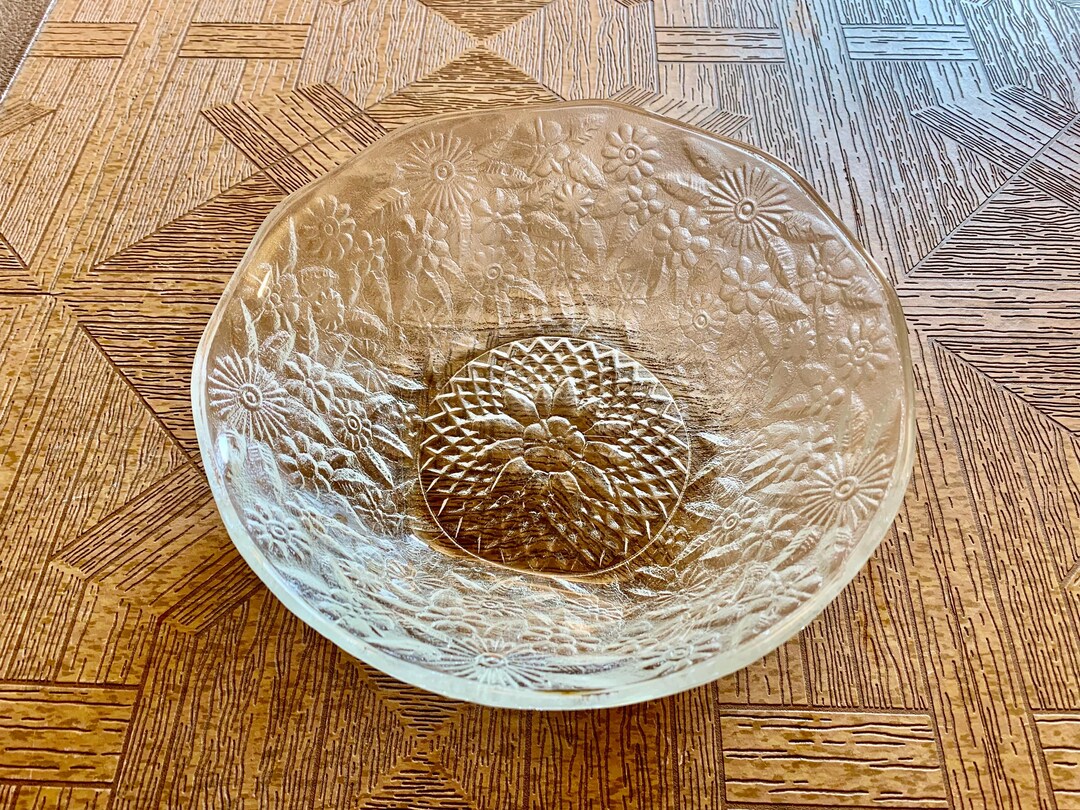 Antique Indiana Glass Bowl - Pineapple Floral Pattern - Etsy
