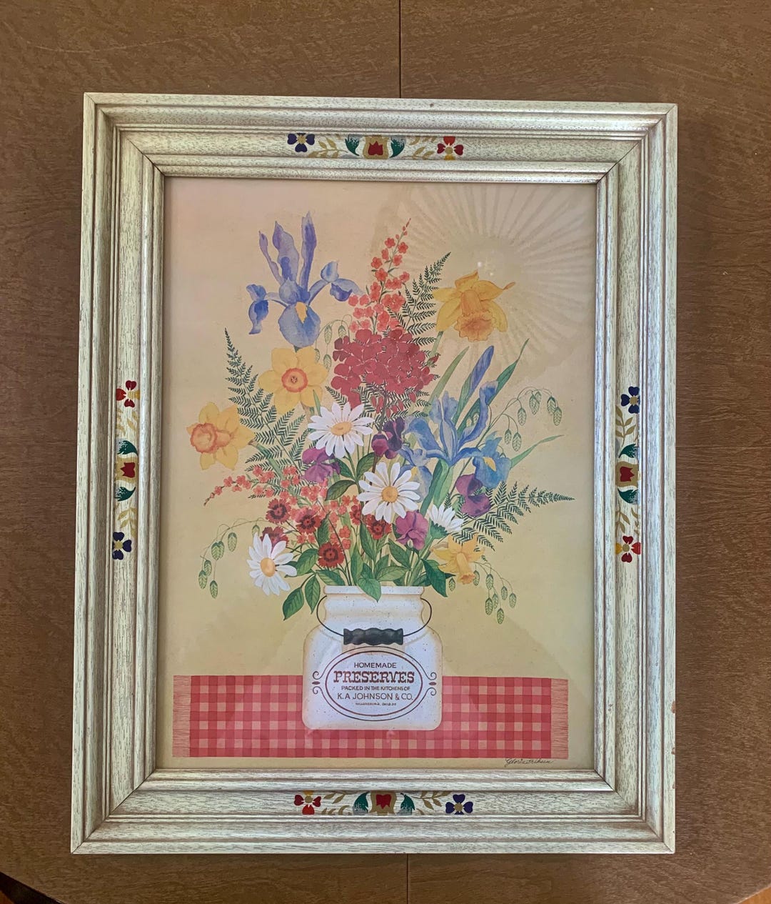 Signed 1980’s Gloria Erikson Floral Print & Frame - Etsy