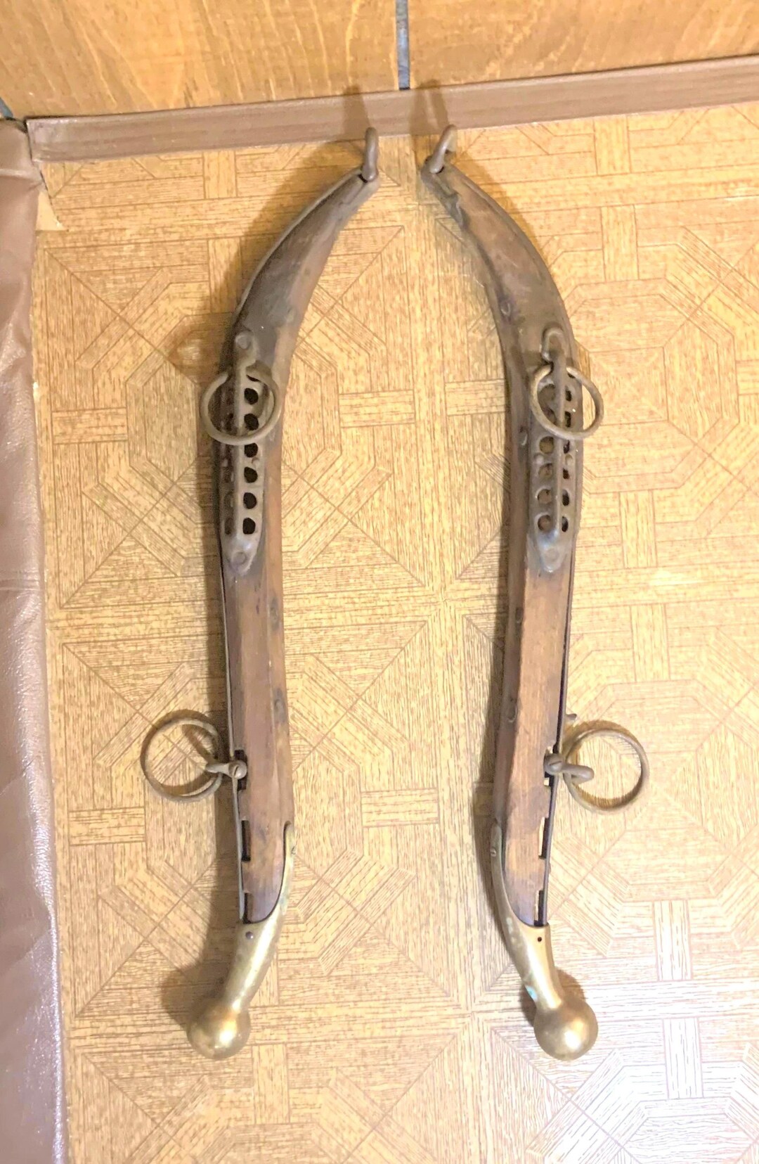 Antique Horse Hames - Cast Iron Wood & Brass - Etsy