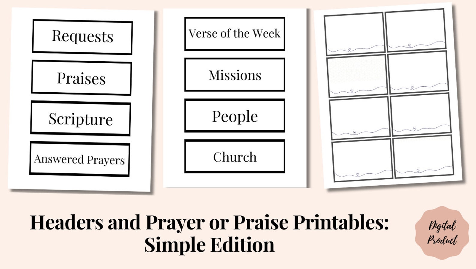 Printable Prayer Board Kit - Simple Edition - Christian Church Prayer ...
