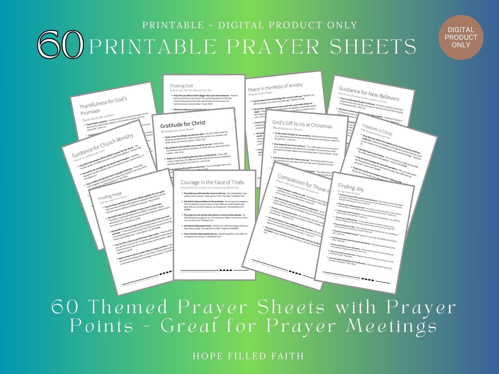 Printable Prayer Guide for Prayer Meetings and Quiet Time With Weekly ...