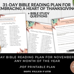 Printable Thanksgiving Bible Study Guide With Bible Reading Plan, Bible ...