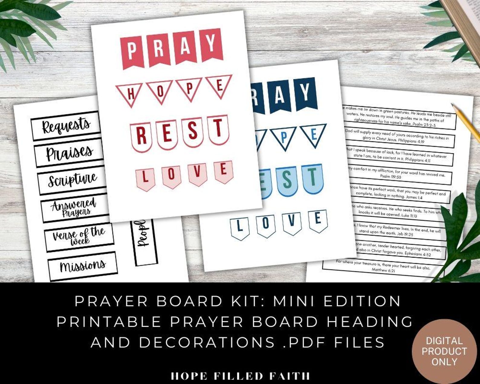Printable Mini Prayer Board Kit - Christian Church Prayer Group Bible ...