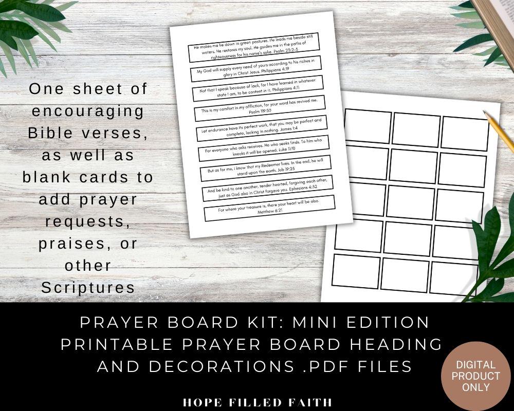 Printable Mini Prayer Board Kit - Christian Church Prayer Group Bible ...
