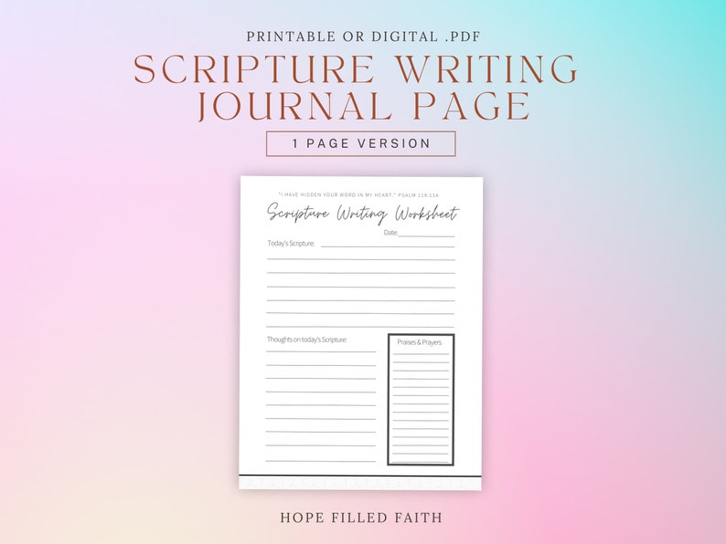Scripture Writing Journal Worksheets With Cursive Title | Printable ...