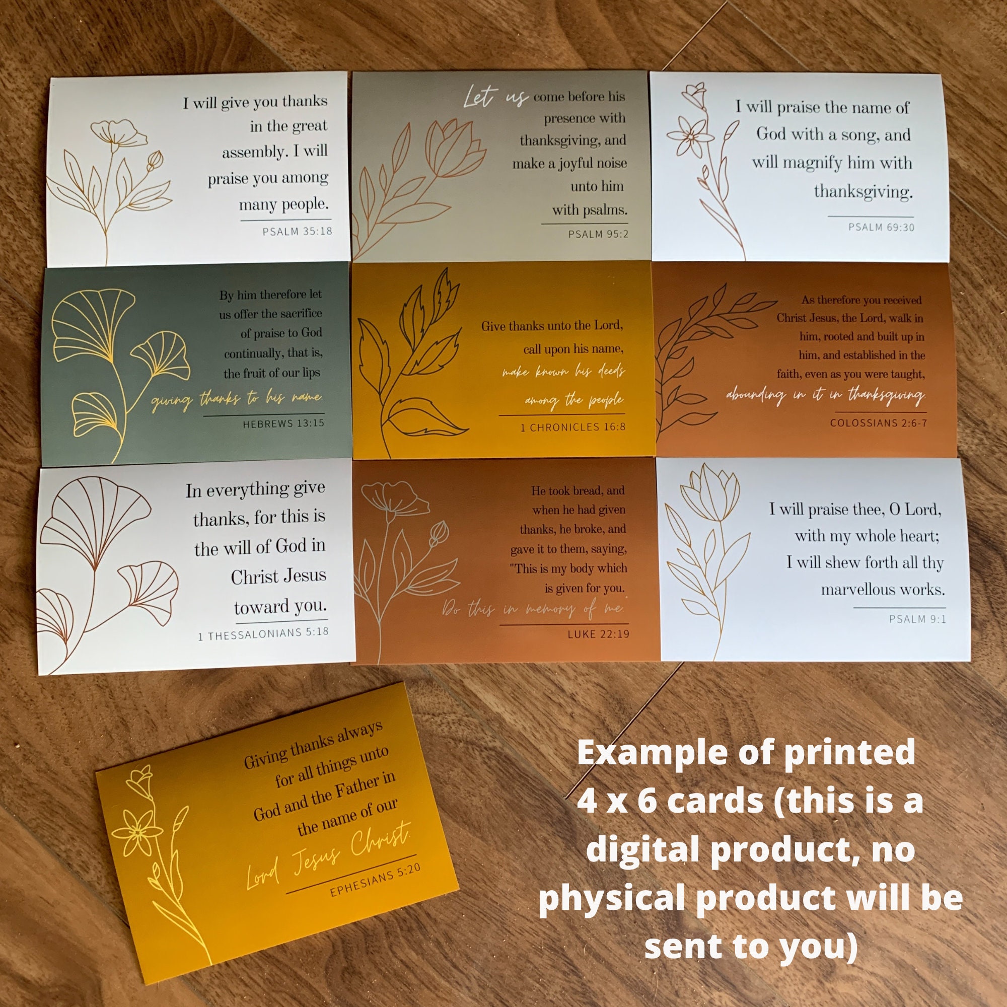 Printable 4 X 6 Bible Verses Cards for Gratitude and Thanksgiving - Etsy