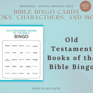 Printable Bible Knowledge 7 Game Bingo Set - Books of the Bible, Bible ...