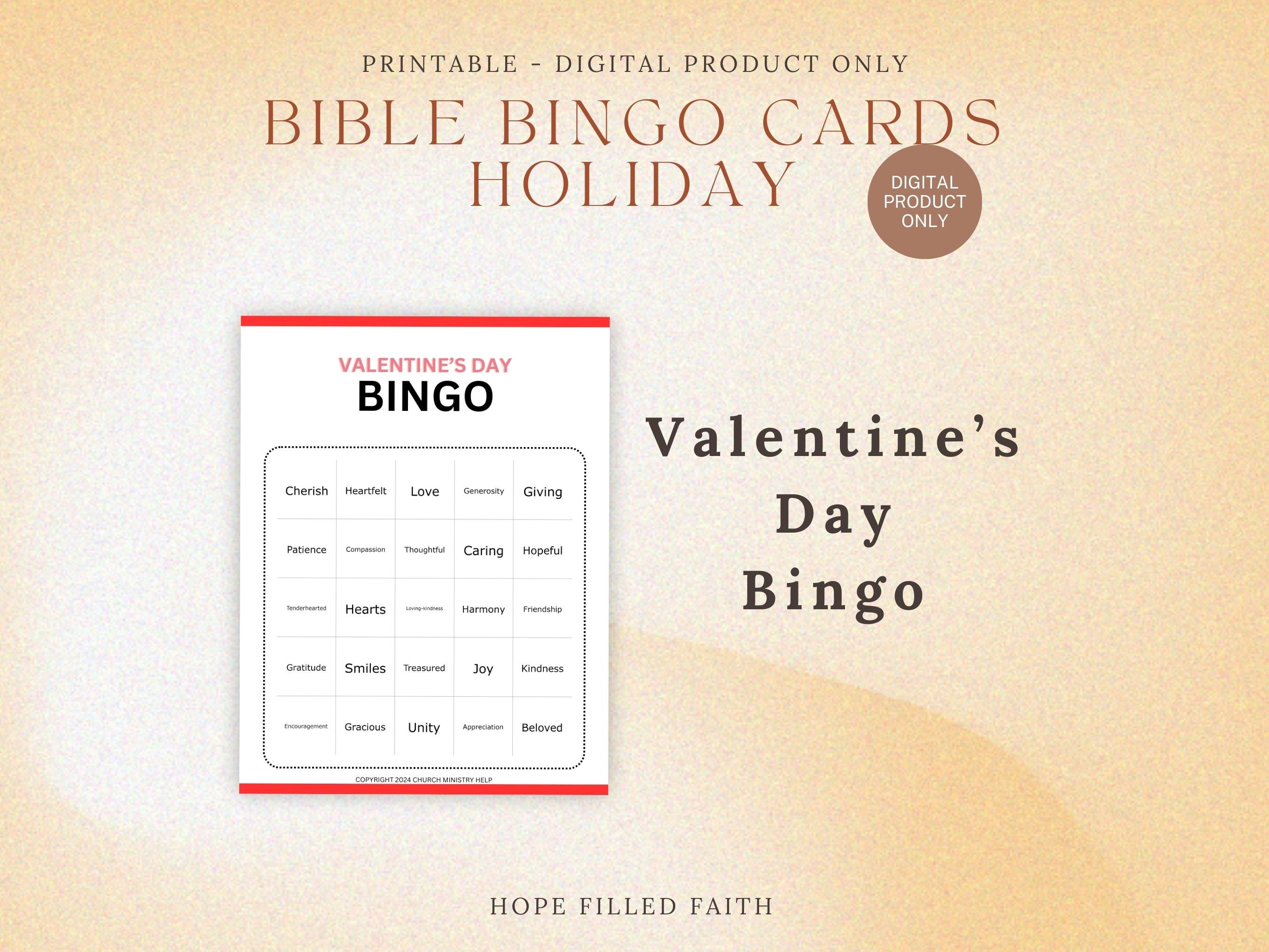 Printable Bible Holiday Themed 5 Game Bingo Set - Easter Thanksgiving ...