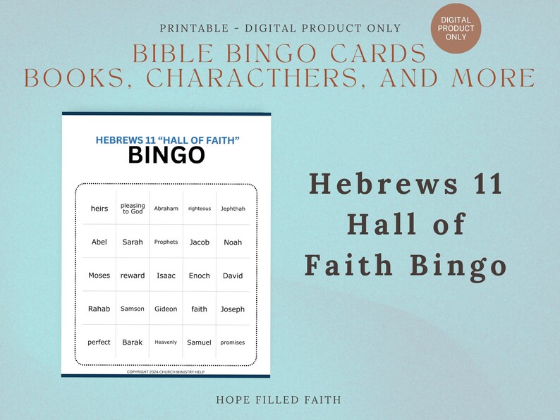 Printable Bible Knowledge 7 Game Bingo Set - Books of the Bible, Bible ...