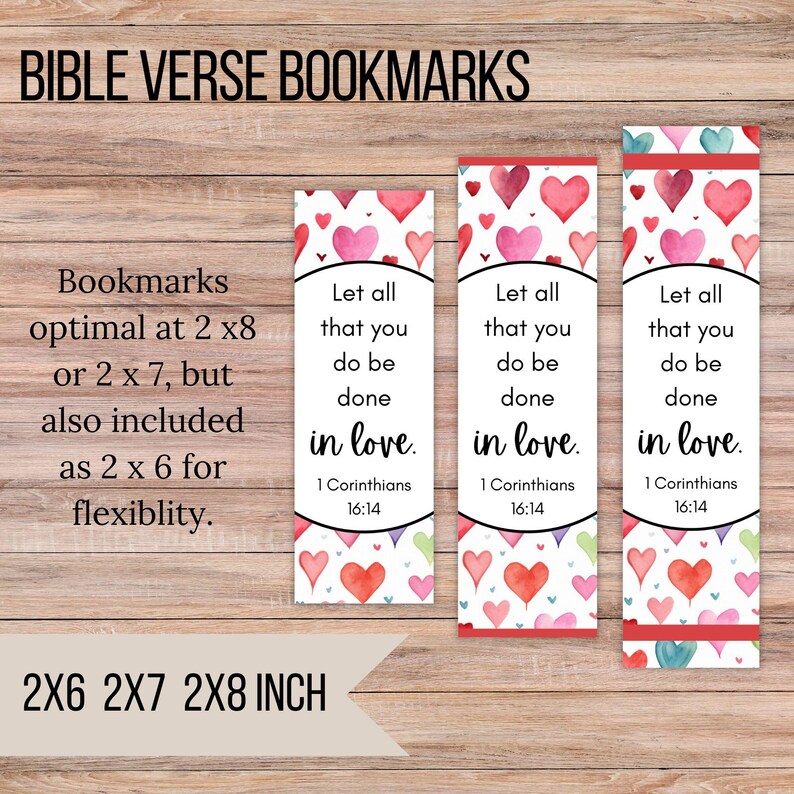 Printable Bible Verse Bookmarks About Love - 12 Designs in 3 Sizes ...