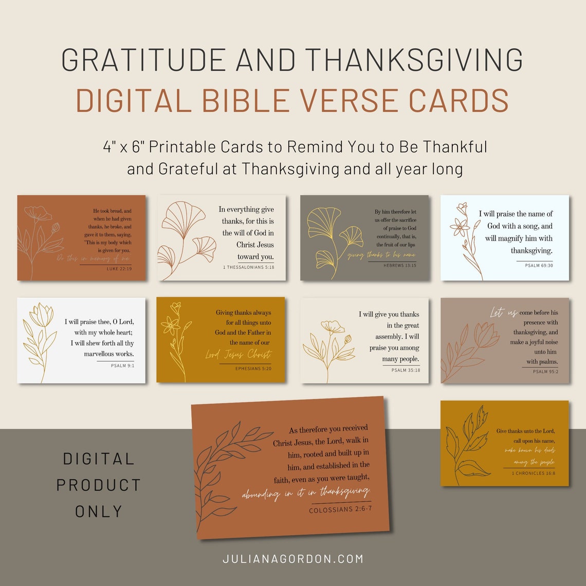 Printable 4 X 6 Bible Verses Cards for Gratitude and Thanksgiving - Etsy