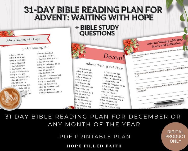 Printable Advent Bible Study Guide With Bible Reading Plan, Bible Study ...