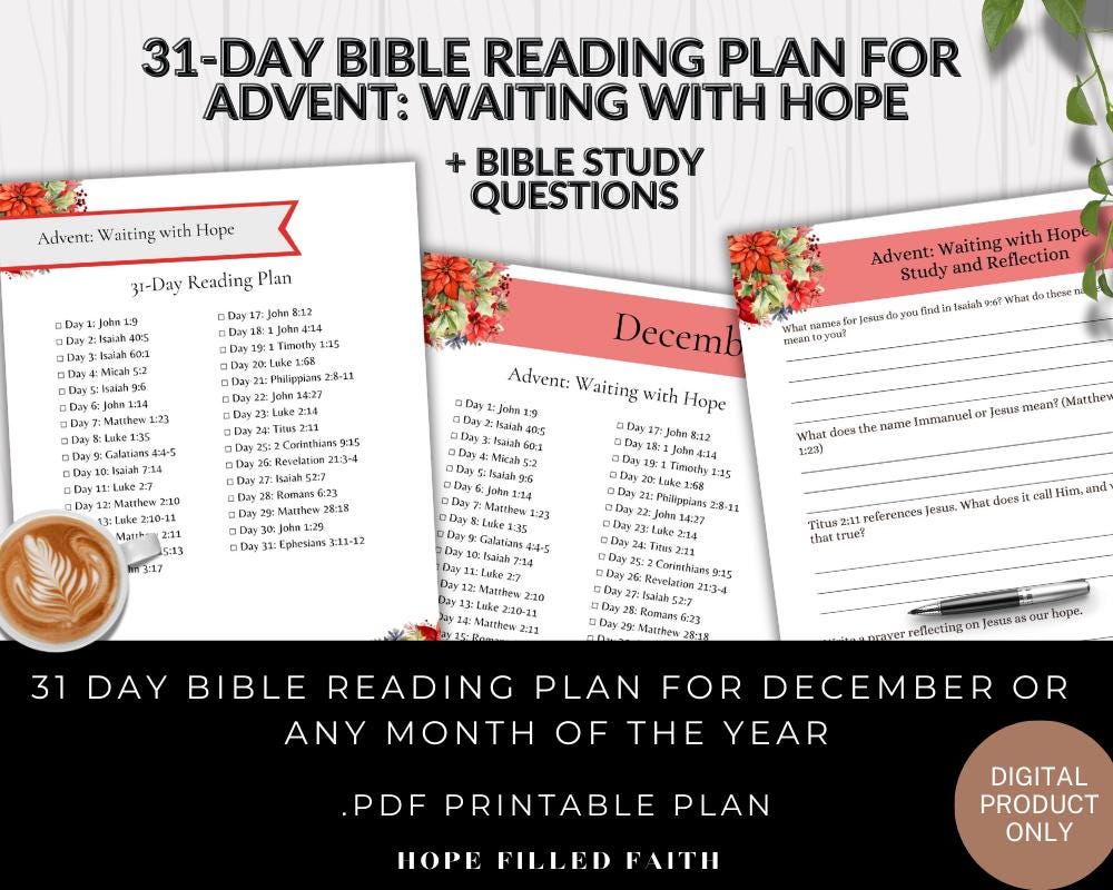 Printable Advent Bible Study Guide With Bible Reading Plan, Bible Study ...