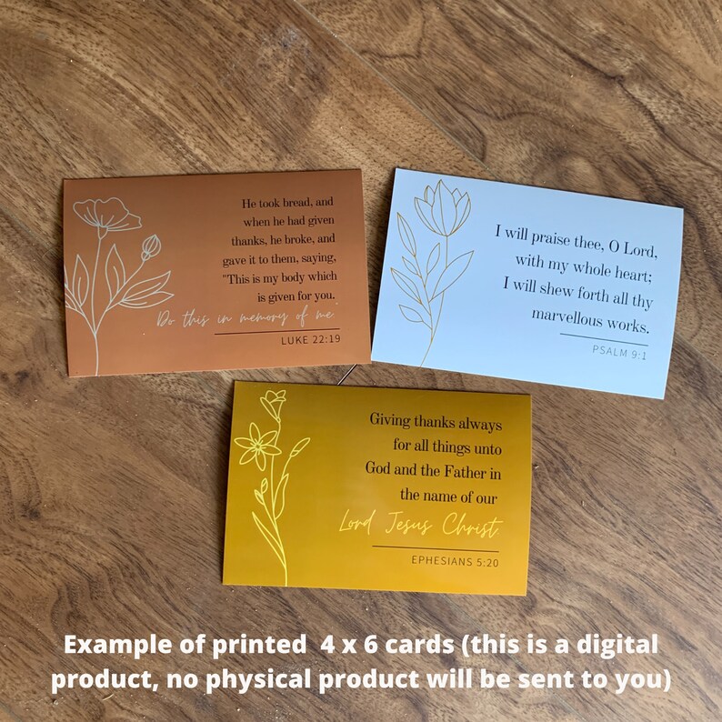 Printable 4 X 6 Bible Verses Cards for Gratitude and Thanksgiving - Etsy