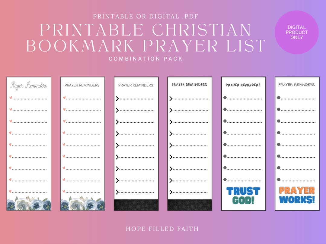 Printable Christian Bookmarks On Prayer
