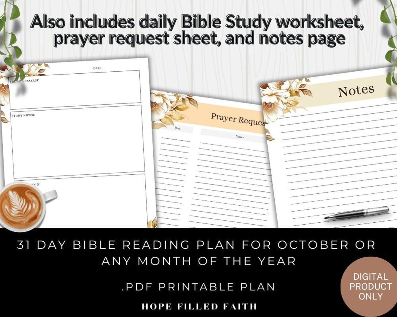 Printable Faith Bible Study Guide With Bible Reading Plan, Bible Study ...