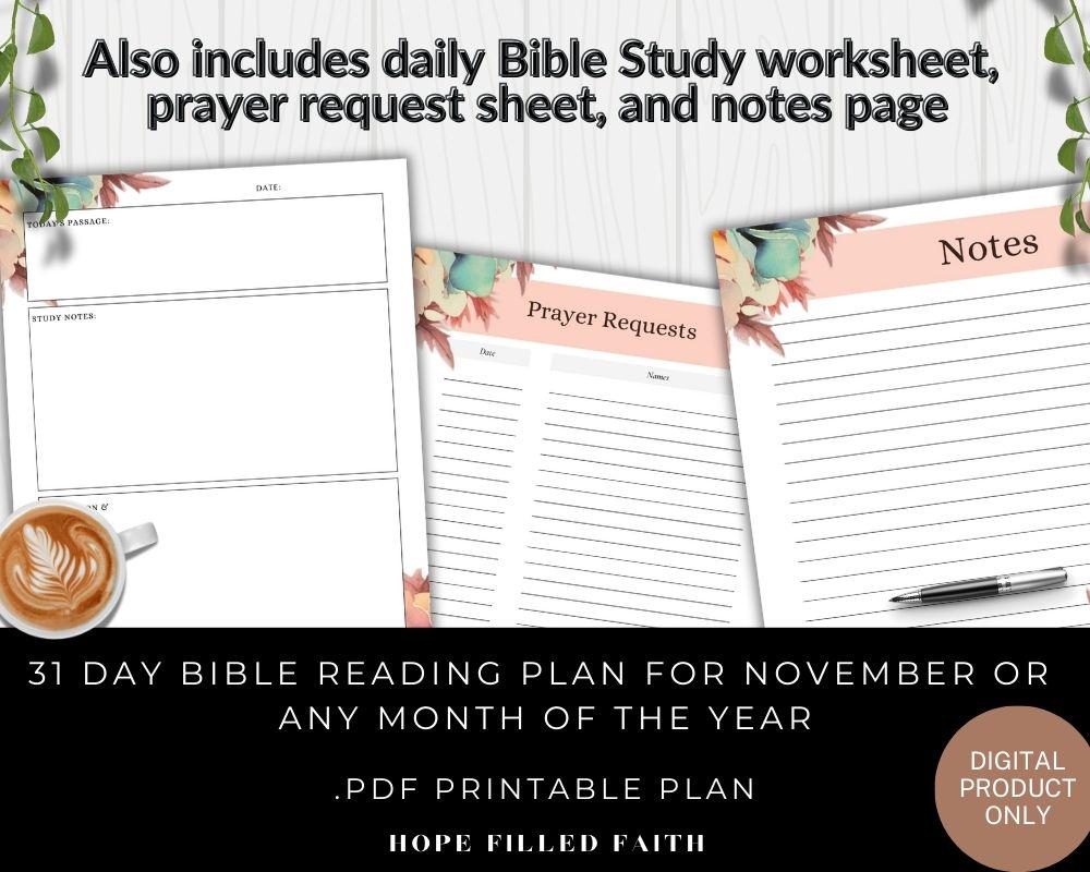 Printable Thanksgiving Bible Study Guide With Bible Reading Plan, Bible ...