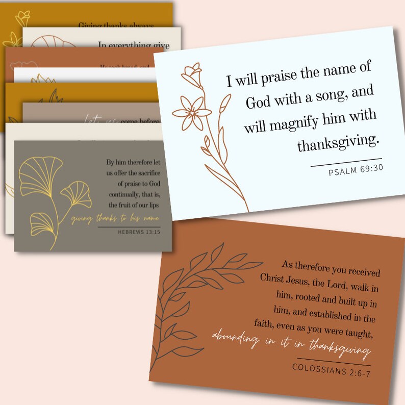 Printable 4 X 6 Bible Verses Cards for Gratitude and Thanksgiving - Etsy