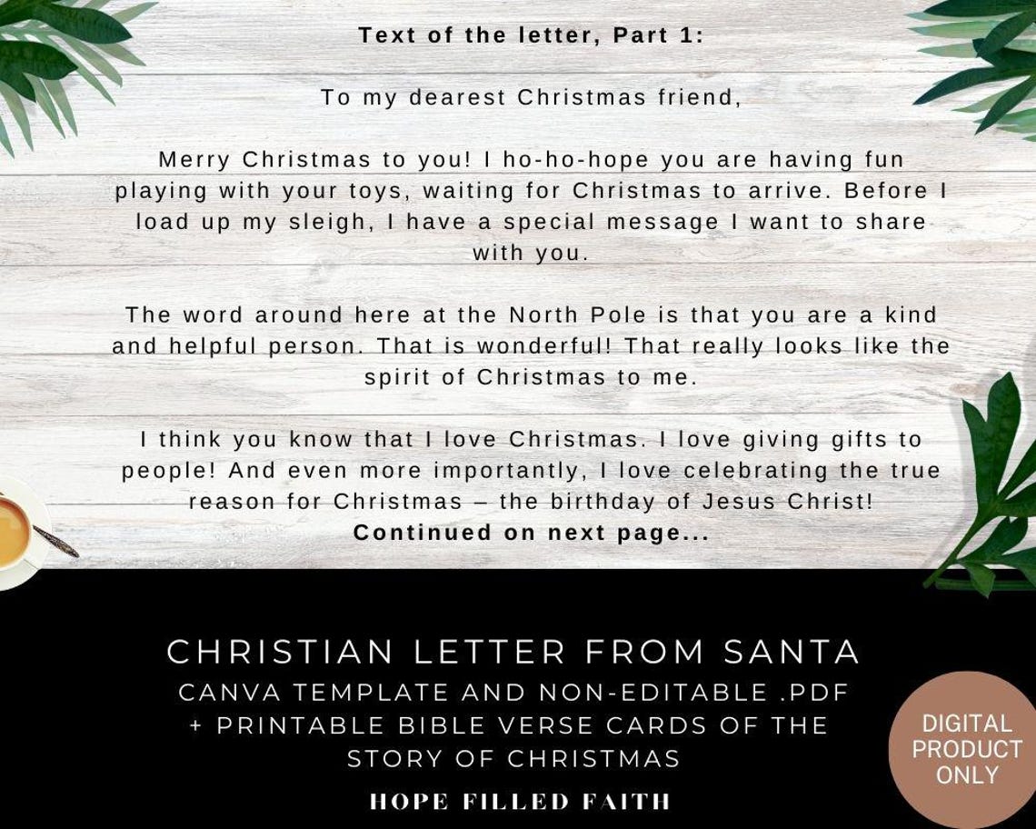 Printable Christian Letter From Santa - Editable Canva Template or ...