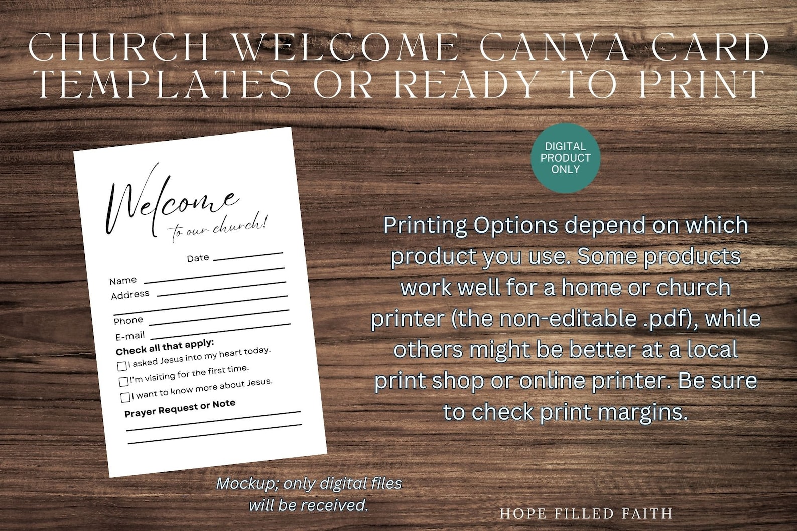 Printable Church Welcome Cards, Visitor Cards, Connection Cards DIY in ...