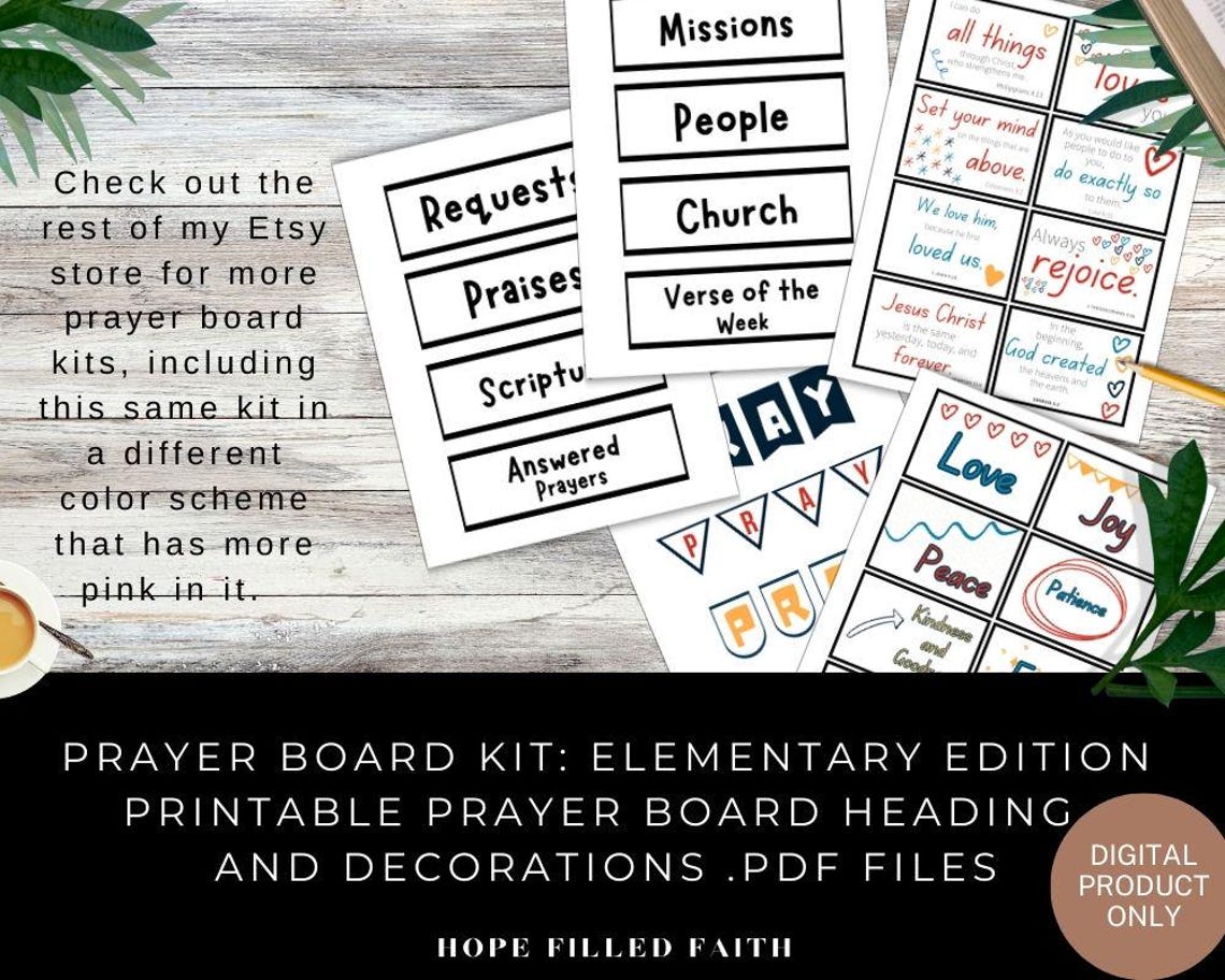 Printable Prayer Board Kit -elementary- Christian Church Prayer Group ...