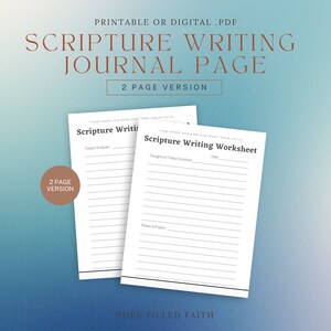Scripture Writing Journal Worksheets | Printable .PDF 1 or 2 Page ...