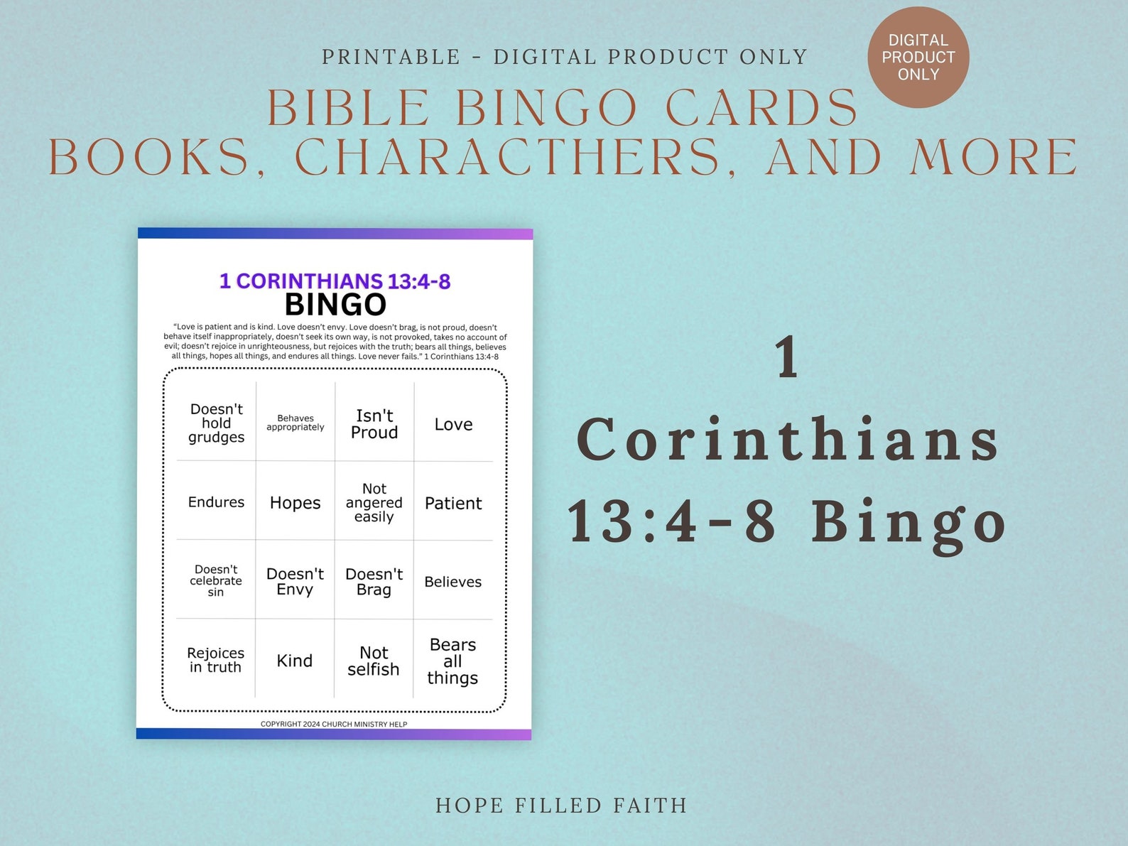 Printable Bible Knowledge 7 Game Bingo Set - Books of the Bible, Bible ...