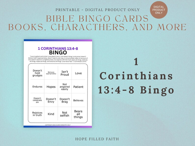 Printable Bible Knowledge 7 Game Bingo Set - Books of the Bible, Bible ...
