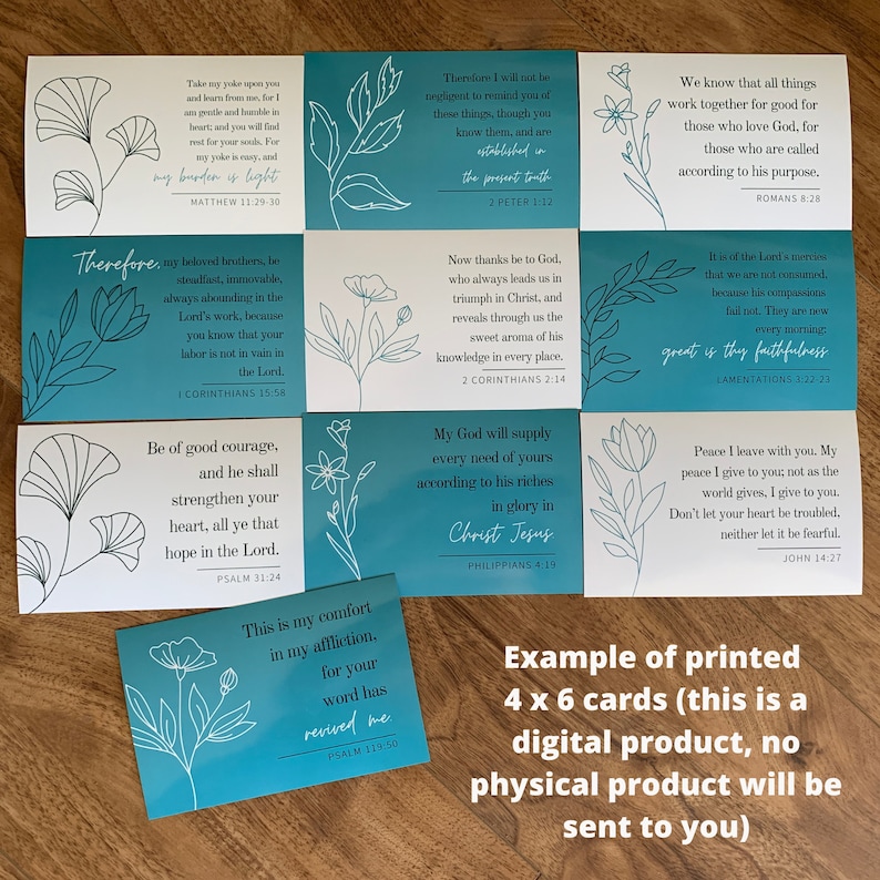 Printable Bible Verse Cards for Hope in Hard Times 4x6 Scripture Cards ...