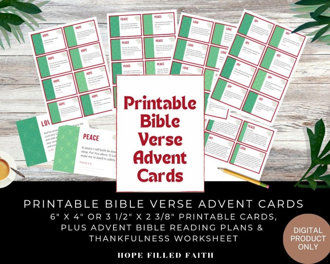 Advent Bible Verse Cards - 32 Inspirational Printable Cards for Hope ...