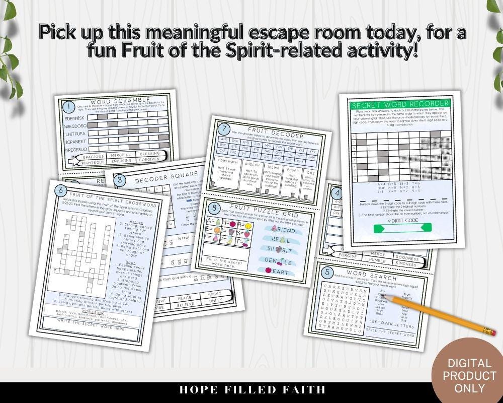 Bible Printable Escape Room for Kids Game, Fruit of the Spirit Theme ...