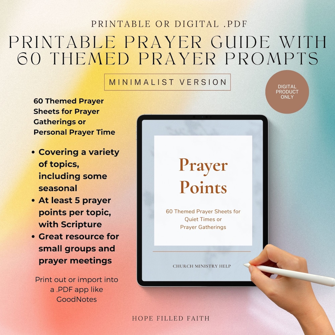 Printable Prayer Guide for Prayer Meetings and Quiet Time With Weekly ...