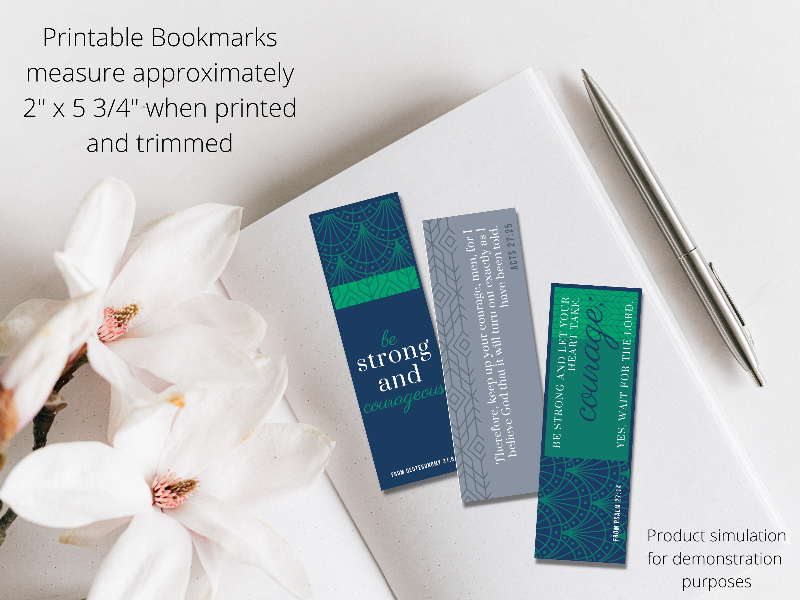 Printable Bible Verse Bookmarks for Courage Christian Inspirational ...