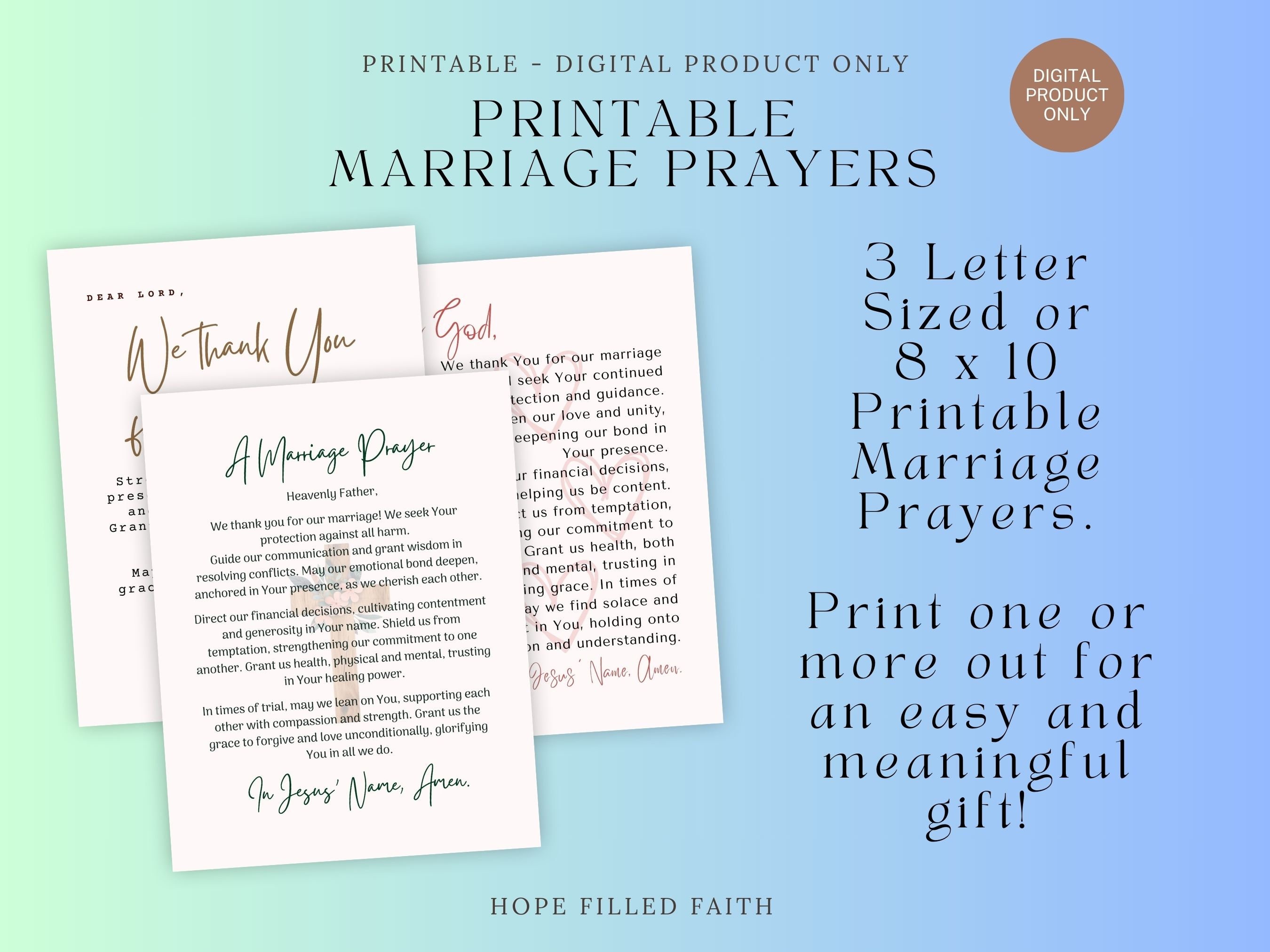 Marriage Prayer Printable Wall Art - Decor & Gift for Wedding, Vow ...