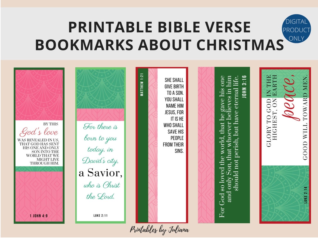 Printable Bible Verse Bookmarks About Christmas, Instant Digital ...