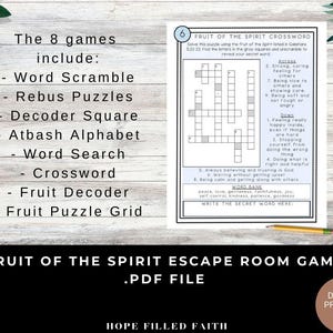 Bible Printable Escape Room for Kids Game, Fruit of the Spirit Theme ...