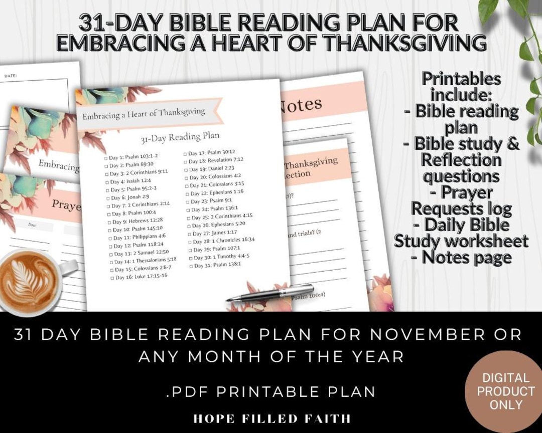 Printable Thanksgiving Bible Study Guide With Bible Reading Plan, Bible ...