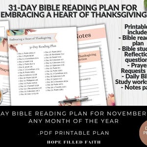 Printable Thanksgiving Bible Study Guide With Bible Reading Plan, Bible ...